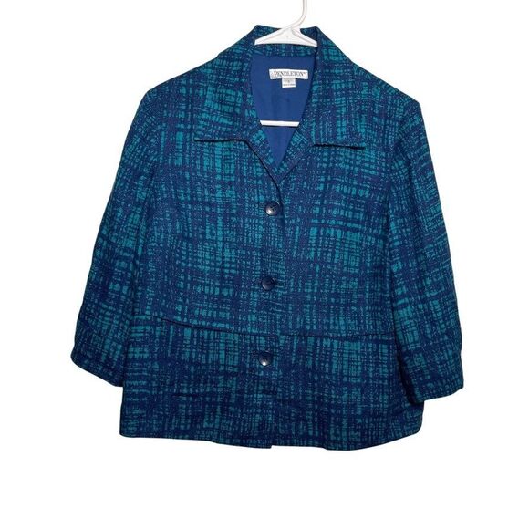 Pendleton | Jackets & Coats | Pendleton Jacket Womens Small Blue Linen ...